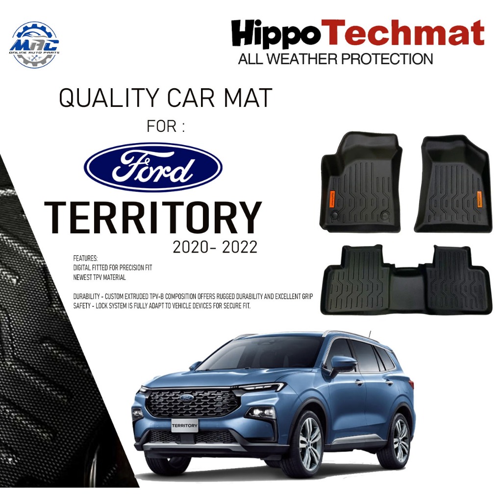 HIPPO TECHMAT for Ford Territory 2020 - 2022 (2 rows + CARGO ) Deep ...