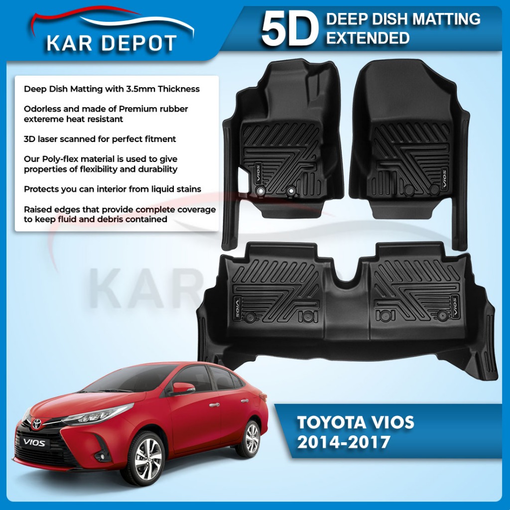 Toyota Vios 2014-2017 5D DEEP DISH MATTING | Shopee Philippines