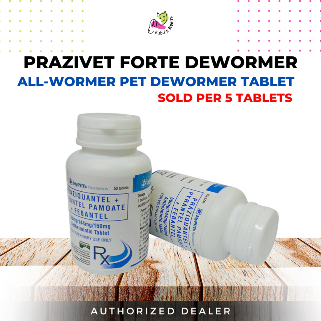 (SOLD PER 5 TABLETS) PRAZIVET FORTE PET DOG CAT ALL WORMER DEWORMER ...