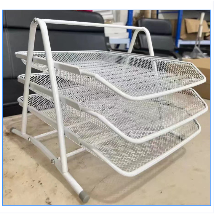 Metal Mesh Paper Document Tray Organizer Sliding File Storage Iron Rack ...