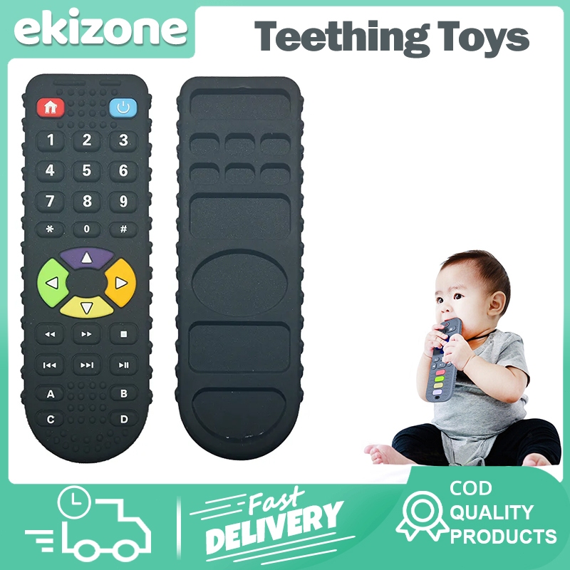 Baby Teether Toy Remote Control Shape With Pushable Button Infant Early ...