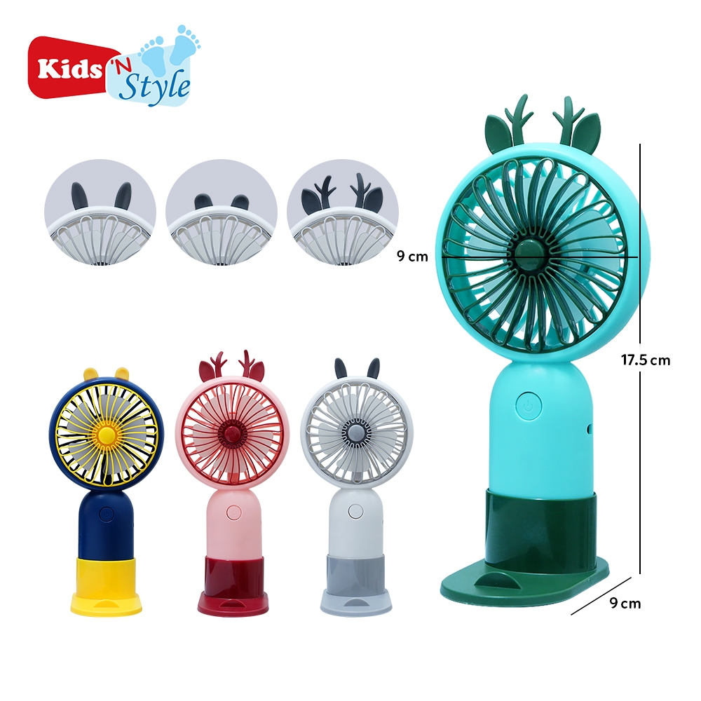 Deer Fan Hand-held Rechargeable Light Mini Fan With Stand | Shopee ...