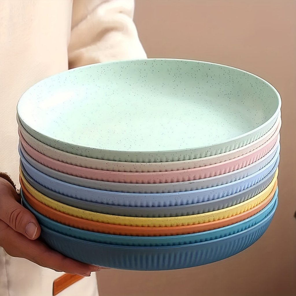 1pc Colorful Unbreakable Wheat Straw Ivy Round-shaped Deepen Dishes ...