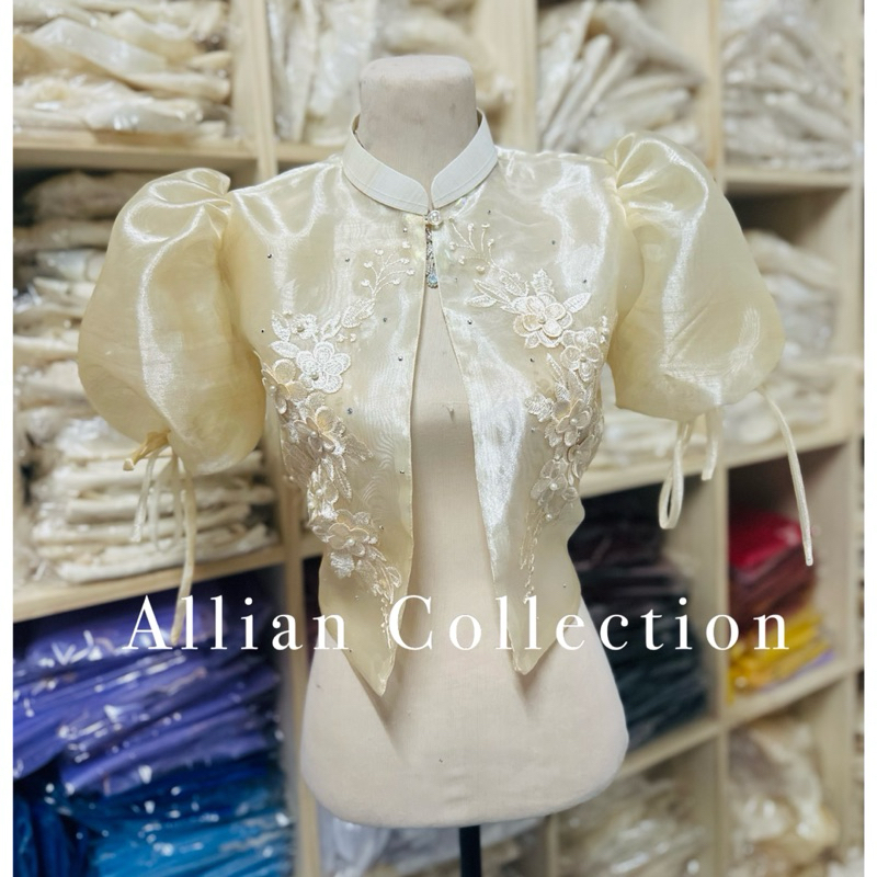 FILIPINIANA BOLERO TOP w/ PATCHING LACE | PUFF SLEEVES | Shopee Philippines