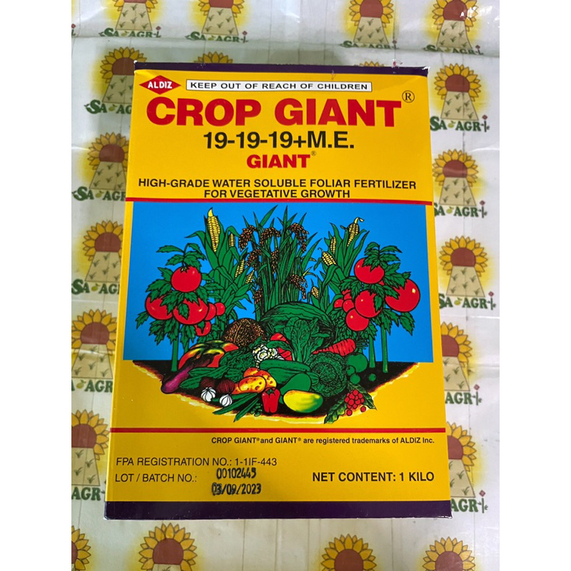 CROP GIANT 19-19-19+ME FOLIAR FOR VEGATIVE GROWTH (KILO) | Shopee ...