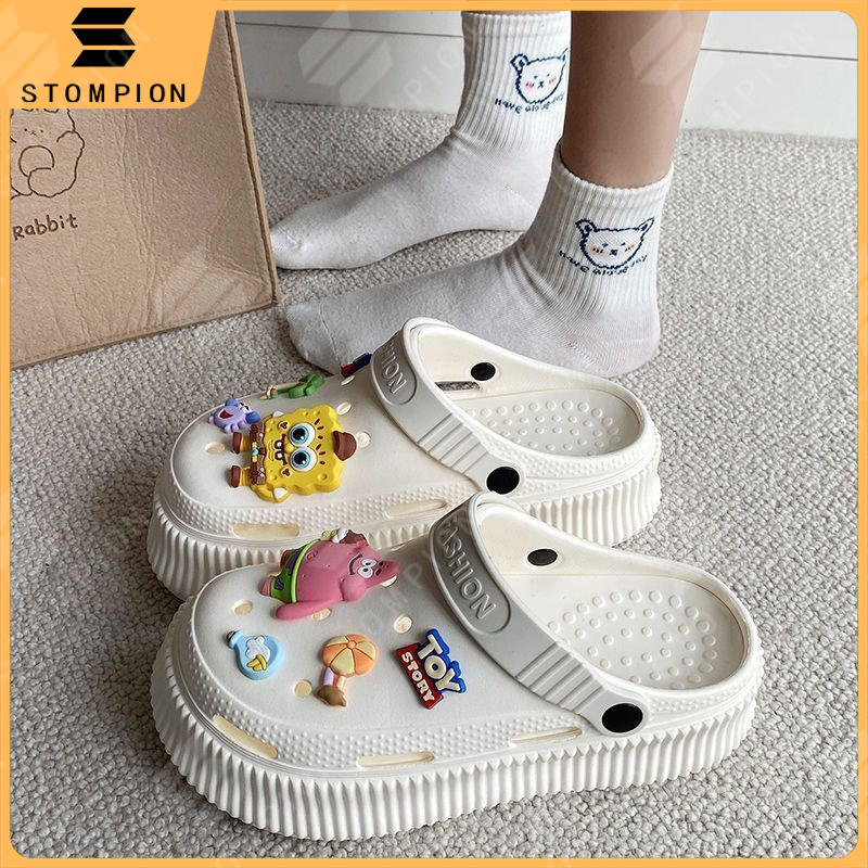 STOMPION Rubber Sandals For Women Clogs Korean Beach Slippers For Women ...