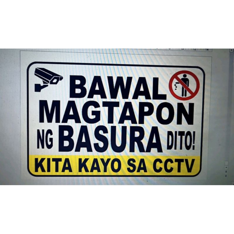 Bawal Magtapon ng Basura dito Kita kayo sa CCTV Signage PVC | Shopee ...