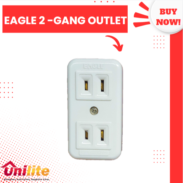 Eagle Receptacle 2 Pole Outlet (2 gang ) | Shopee Philippines