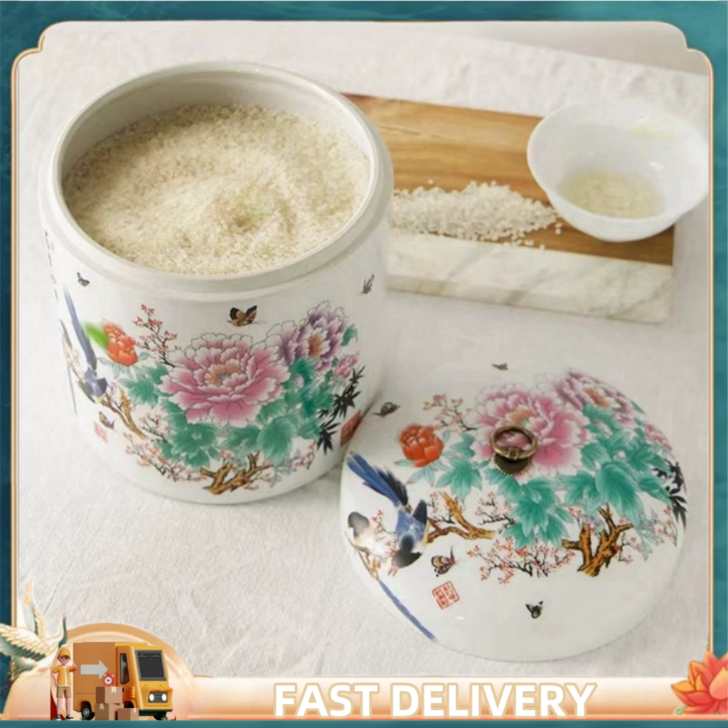 rice dispenser 5kg/2.5kilo ceramic rice storage container porcelain jar ...
