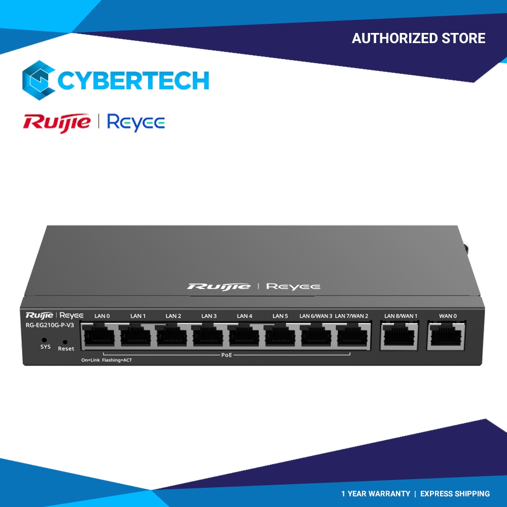 Ruijie RG-EG210G-P-V3 Reyee Cloud Managed PoE Router 802.1X authentication, SNMP, dynamic ...