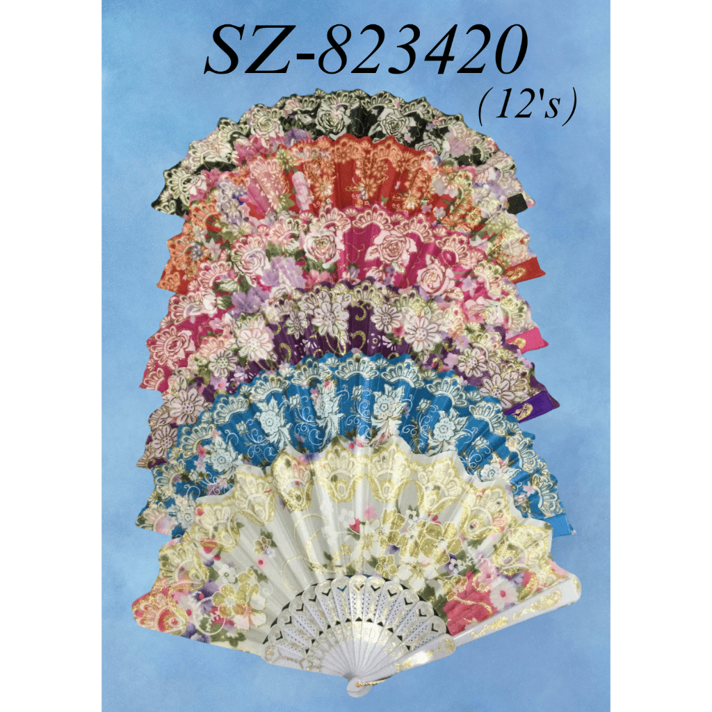 12 PIECES!! Wholesale Pamaypay o Abanico Floral with Glitters Design ...