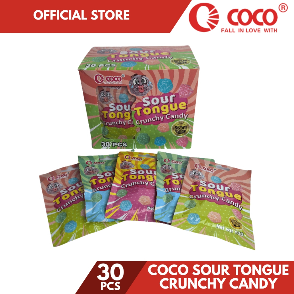 COCO Sour Tongue Crunchy Candy 30's Per Box | Sour&Sweet | Colorful ...
