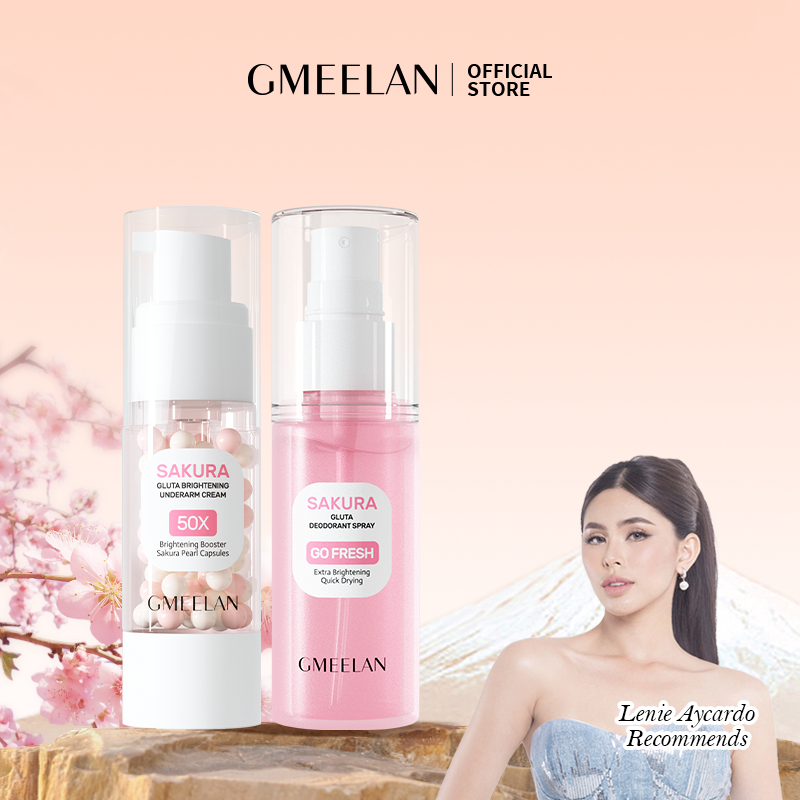 GMEELAN Sakura Underarm Whitening Cream and Gluta Deodorant Spray Set ...