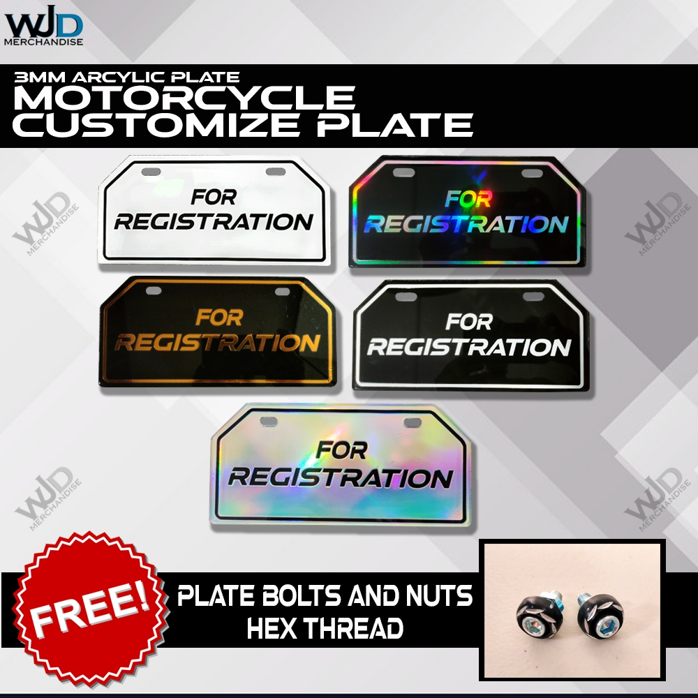 For Registration 3mm Acrylic Motorcycle Plate Temporary Plate (FREE ...