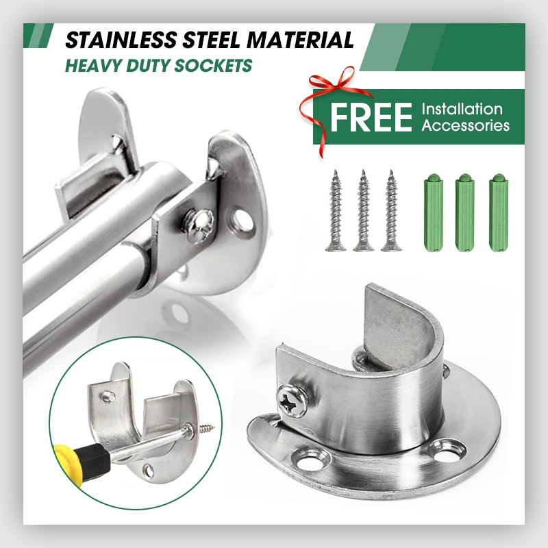 Stainless Steel Wardrobe Rods Bracket Closet Flange Rod End Supports ...