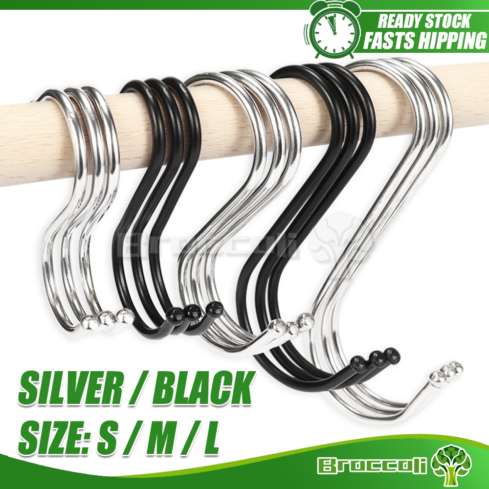 Stainless Steel S-Shaped Hooks Multi-Purpose 3 Sizes Heavy Duty Metal Clothing Hanging Hooks 1PC ...