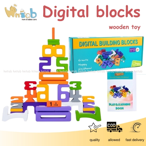 ED shop Wooden Digital Building Blocks Number Stackable Blocks ...
