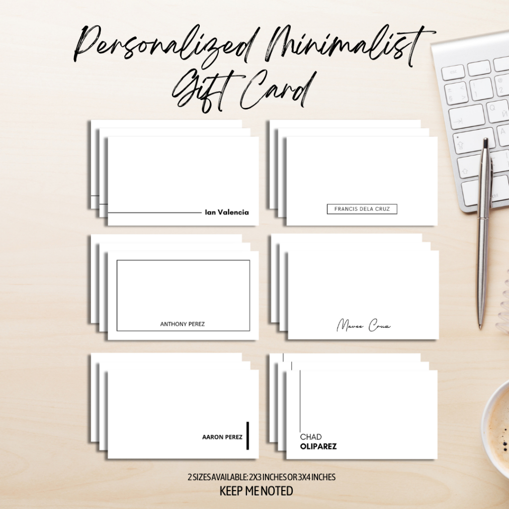 Personalized Minimalist Black and White Gift Cards Tags Formal Name ...