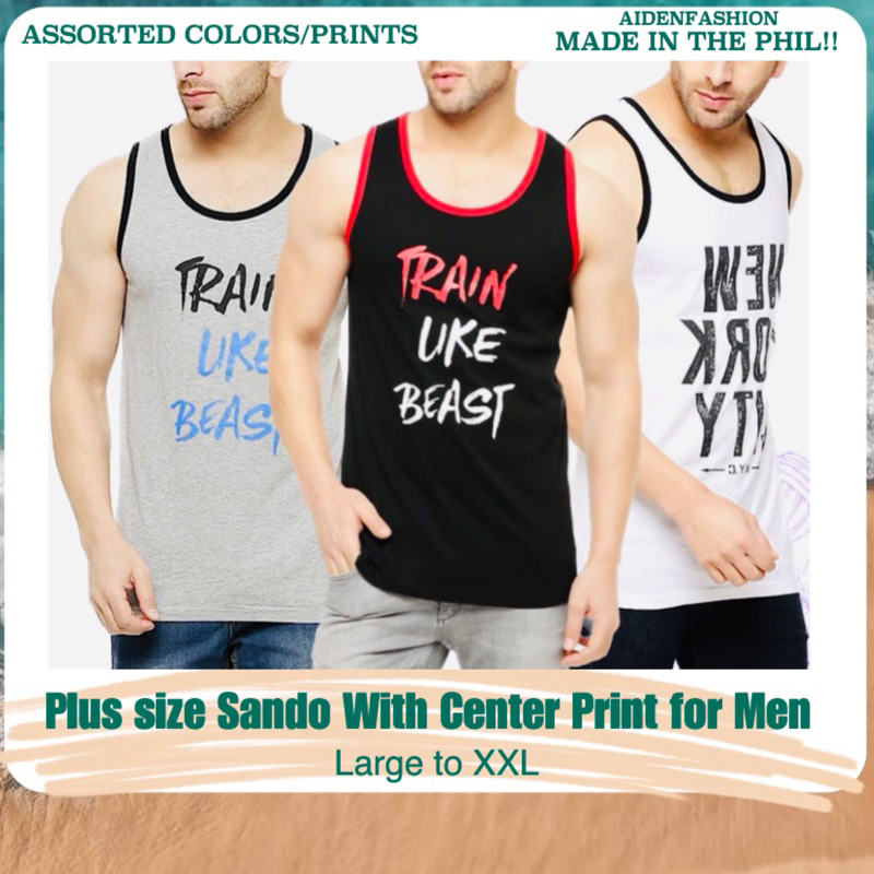 PLUS SIZE Sando with Center Print For Men/Large To XXL | Shopee Philippines