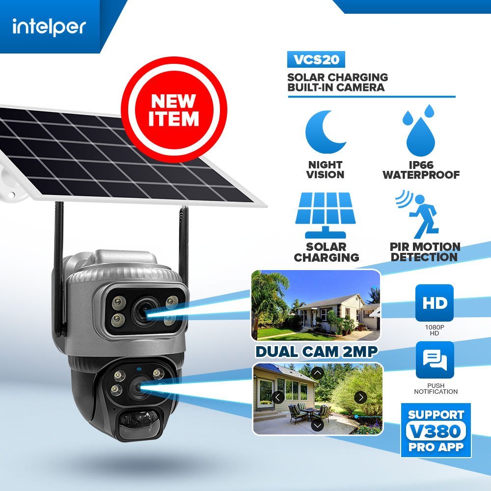Intelper V380 VCS20 Wi-Fi CCTV Camera Solar-Powered IP66 Waterproof ...