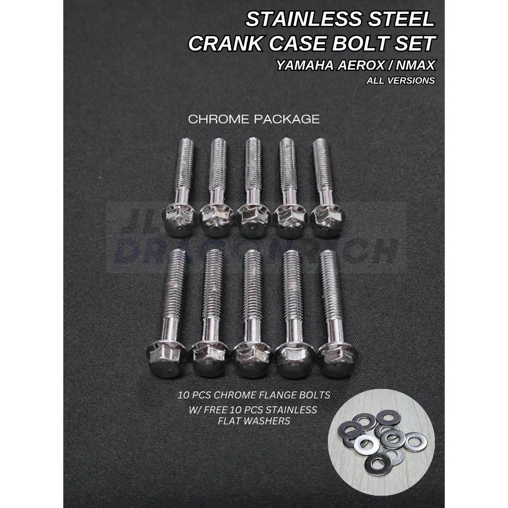 AEROX/NMAX Crank Case Bolt Set CVT Inner Stainless Bolts Chrome Allen ...