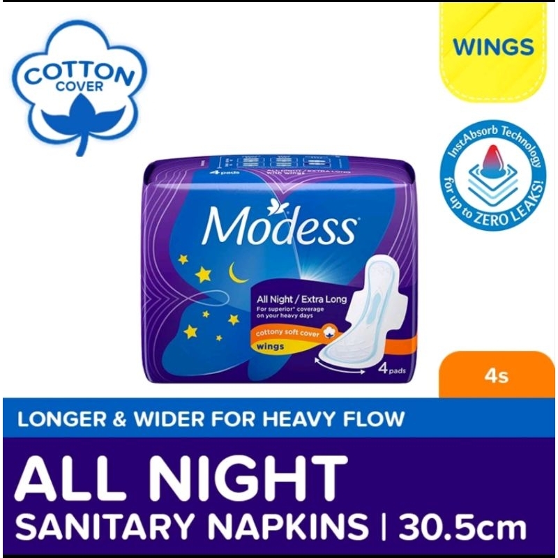 Modess All Night Extra Long Sanitary Napkin 4s | Shopee Philippines