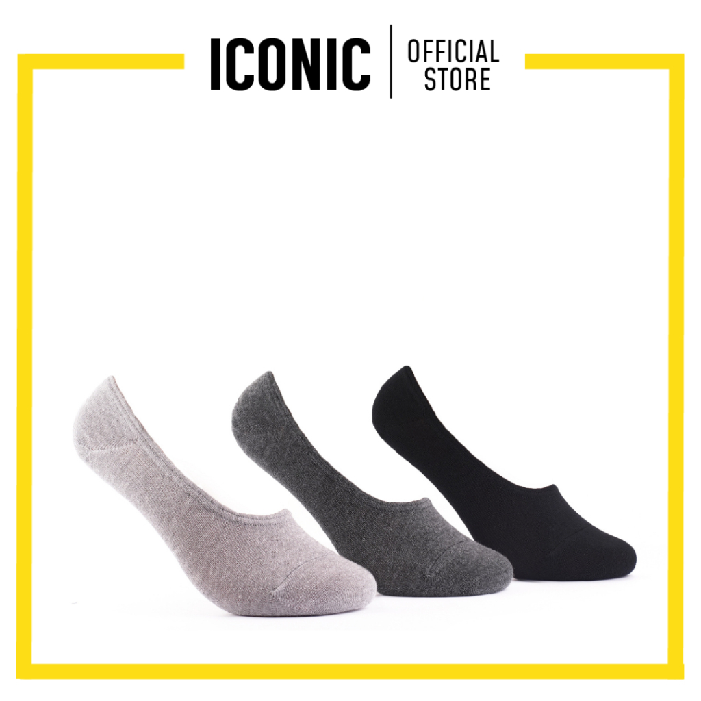 Iconic 3 in 1 Mens Basic Thin Light Invisible No Show Socks in Assorted ...