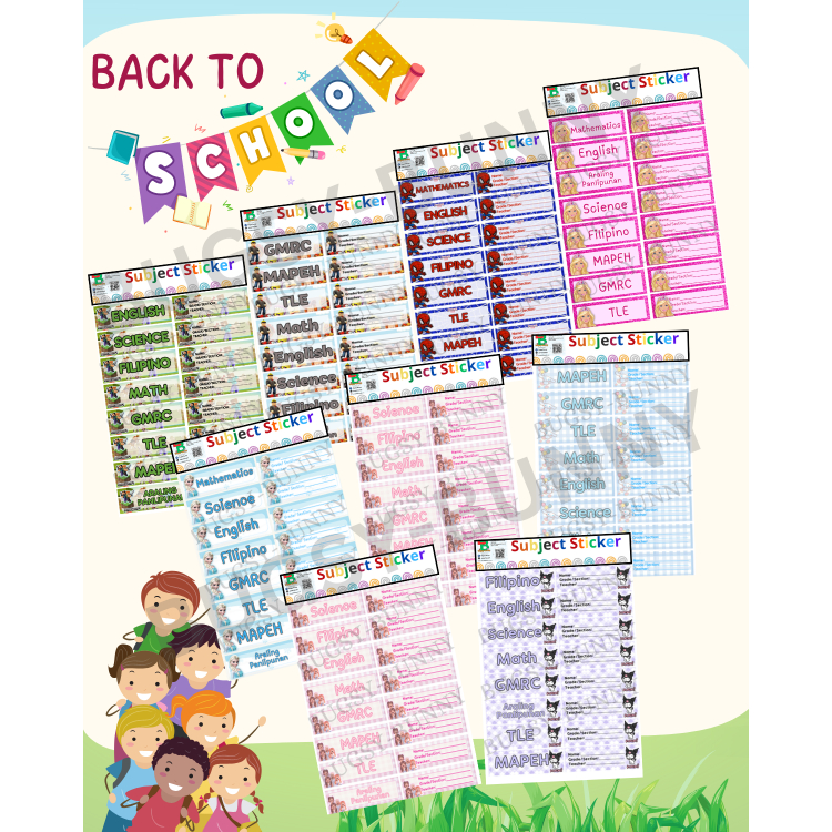 SUBJECT STICKER LABEL FOR NOTEBOOKS WITH NAME STICKER LABEL 9 DESIGNS ...