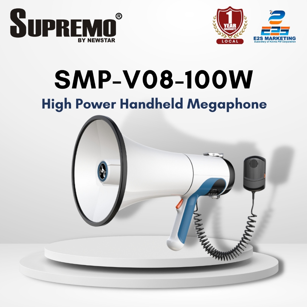 Supremo High Power Handheld Megaphone with Microphone 12V 100Watts SMP ...