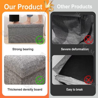 Cotton and Linen Storage Stool Sofa Storage Box Ottoman Chair Organizer ...
