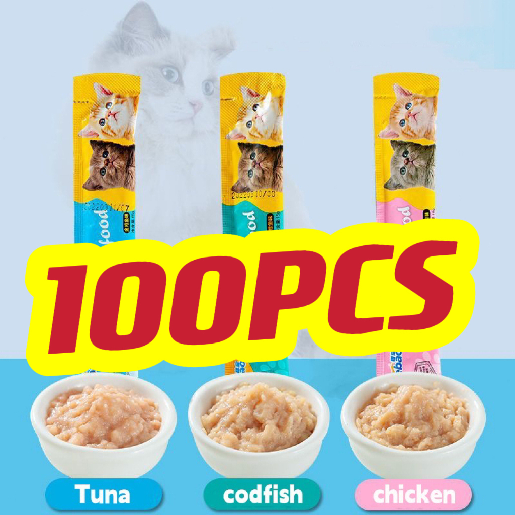 100PCS Cat Treats Cat Food 15g Cat Snack Cat Wet Food Treats for Cat ...