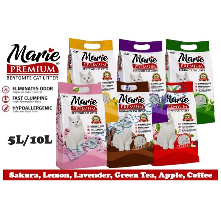 Marie Premium Bentonite Cat Litter Sand - Sakura, Lemon, Lavender, Green Tea, Apple, Coffee ...