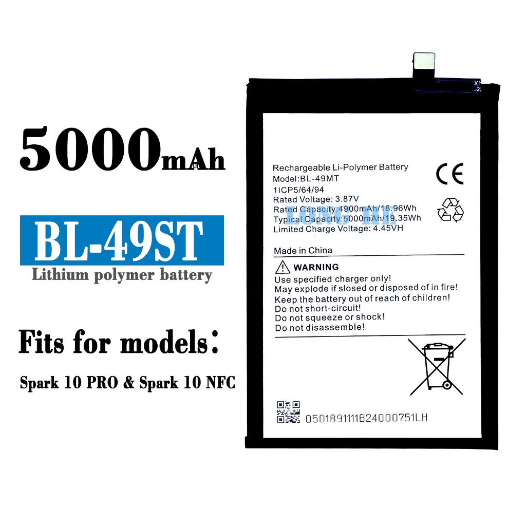 TECNO SPARK 10 PRO SPARK 10C 10 NFC BL-49ST Battery | Shopee Philippines