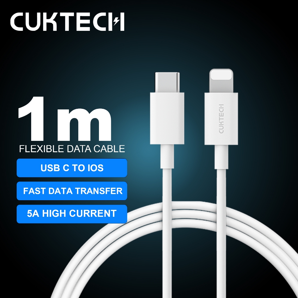 CUKTECH KLC-5497 USB-C to iOS charging cable supports fast charging 1 meter cable | Shopee ...