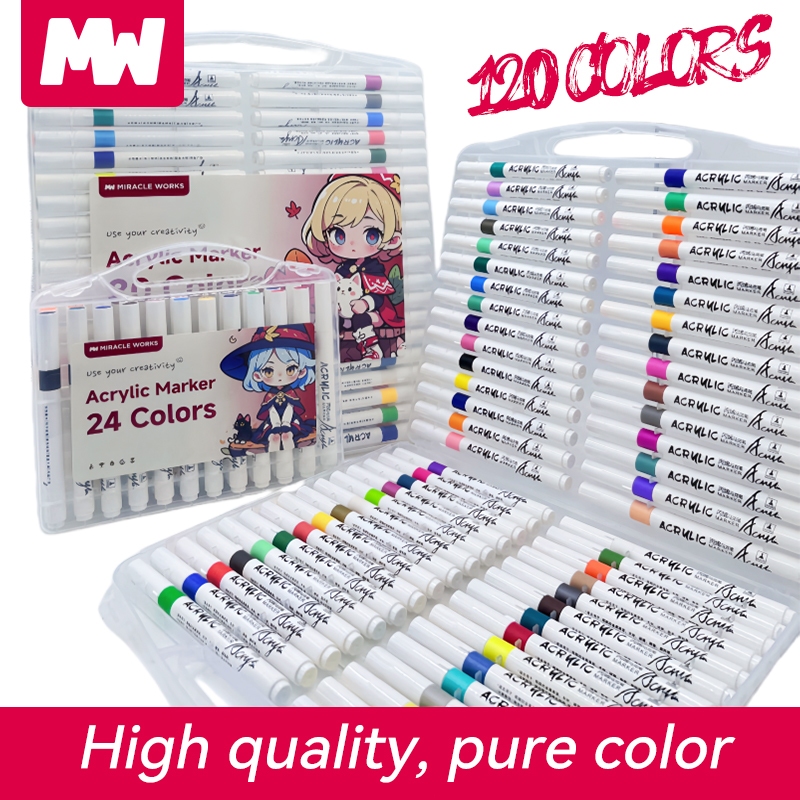 MW 36/48/60/80/120 Colors Box-packed Acrylic Marker Pen Set Highligher ...
