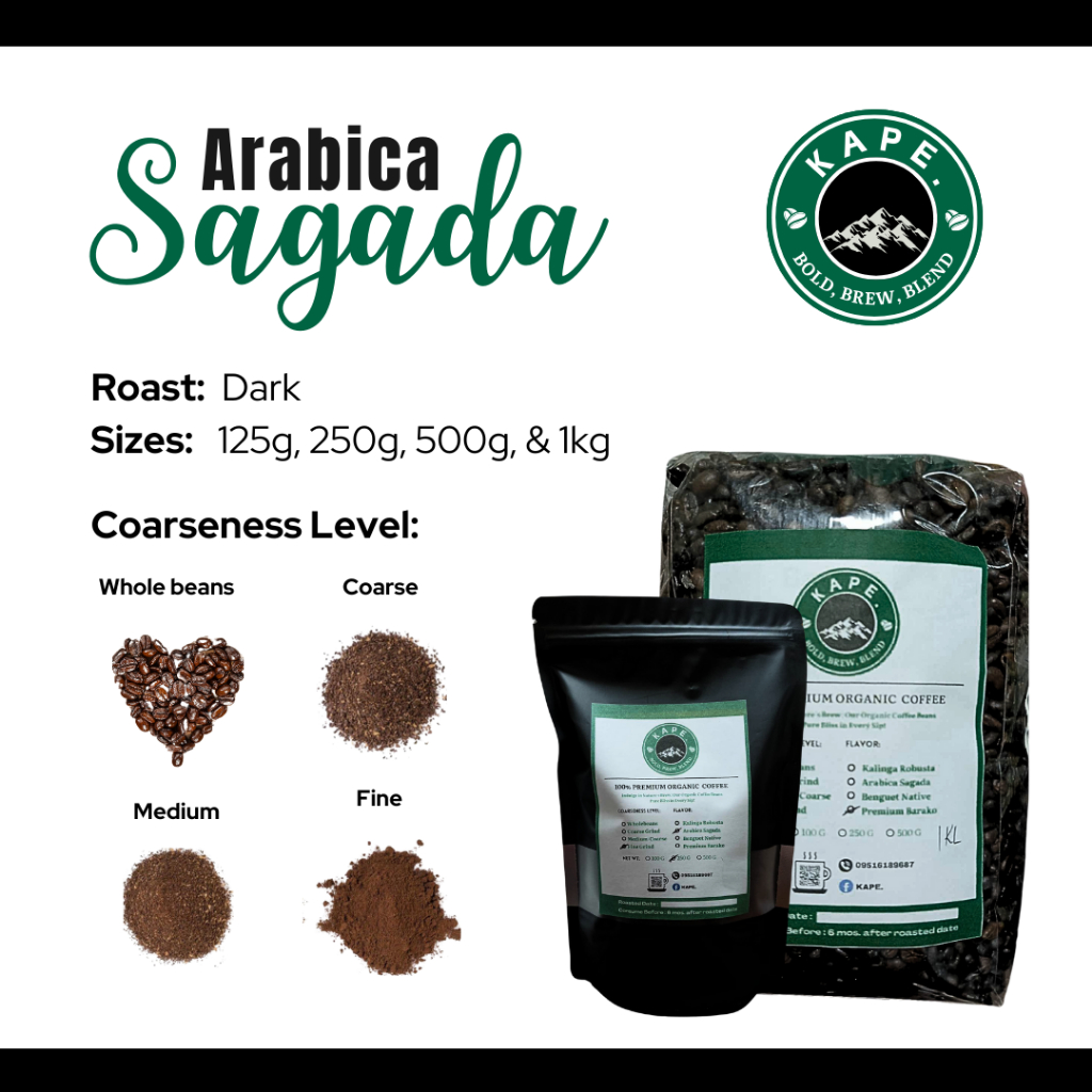 𝗔𝗥𝗔𝗕𝗜𝗖𝗔 𝗦𝗔𝗚𝗔𝗗𝗔 │ KAPE. │ Organic Coffee Beans │Coffee grounds | Shopee ...