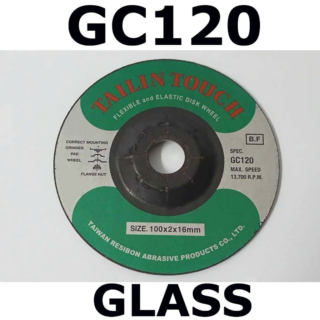 ORIGINAL TAILIN TOUCH GRINDING DISC 4" (100 X 2 X 16MM) GC120 FOR GLASS ...