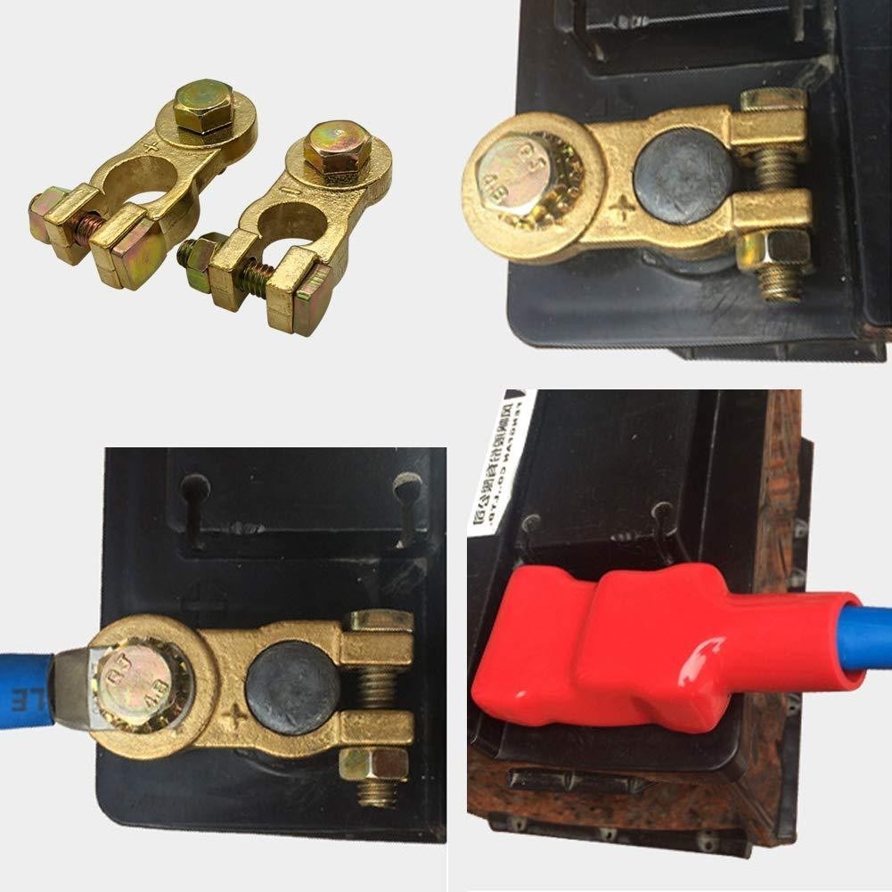 2pcs Car Battery Terminal Connectors 12V/24V Plated Brass Battery ...
