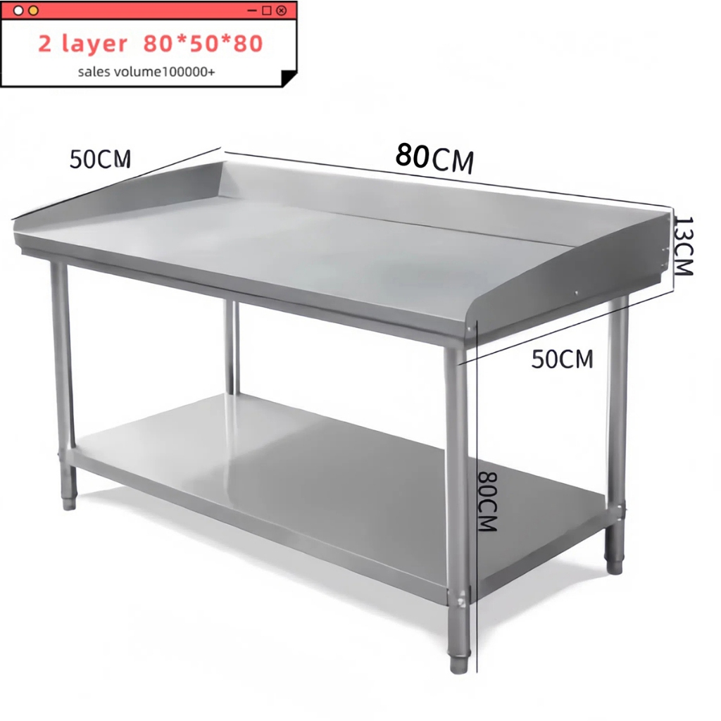 2-layer table 304 stainless steel workbench in home thickening table ...