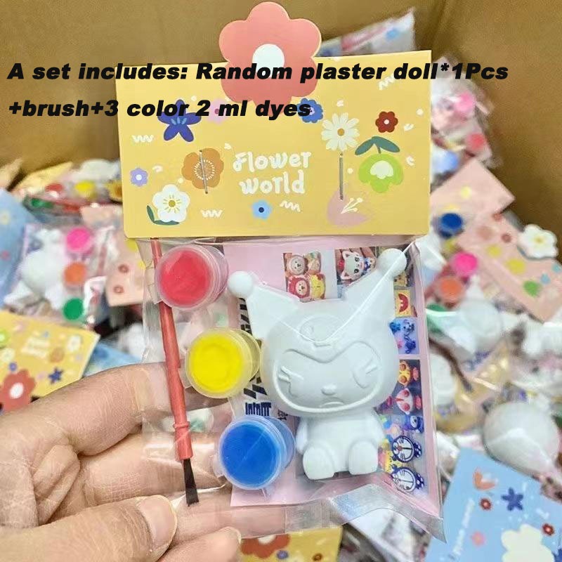 Cartoon coloring plaster doll kid's painting handmade diy educational ...
