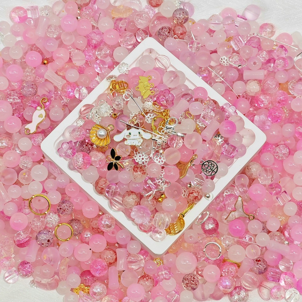 GIFTER 30g Metal Crystal beads color mixed Glass beads imitation jade ...