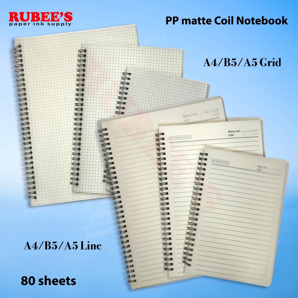 A4/B5/A5 PP matte Coil Spring Notebook (80 sheets) student notebook ...