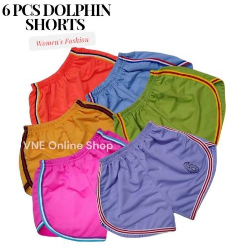 6 Pcs Dolphin Shorts for Women (TEENS) Random Plain Colors 100% Cotton ...