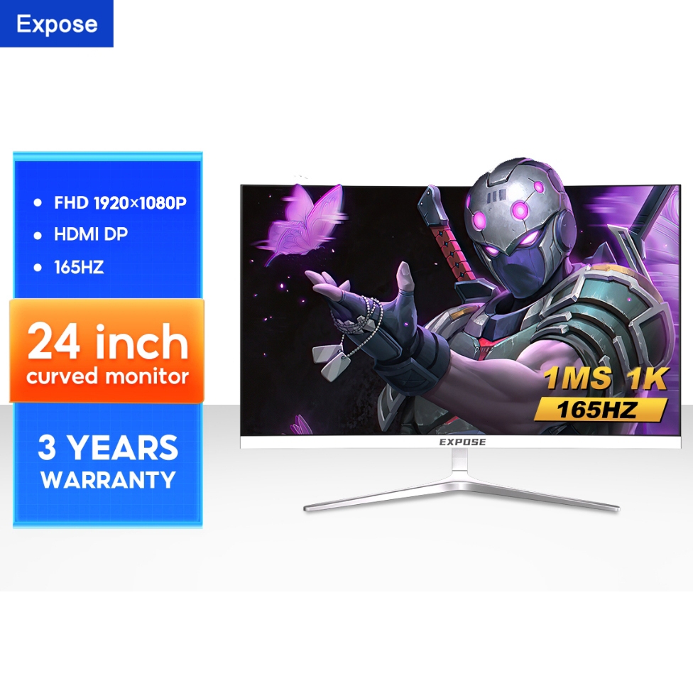 Expose 24 27 inch Gaming Monitor 120Hz/144Hz/165Hz Curved white PC ...