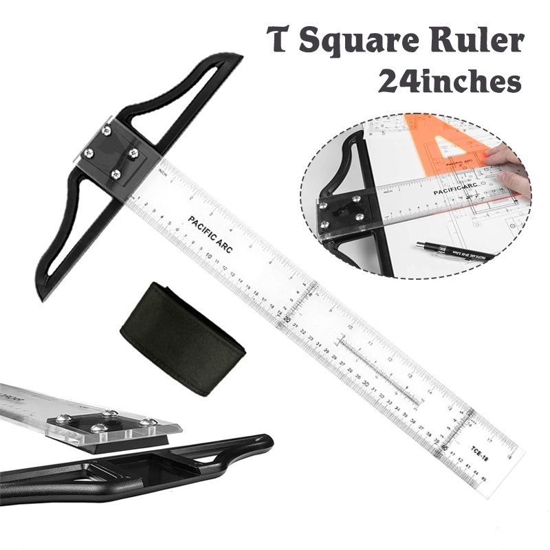 45/60/70/80cm Plastic T Square Acrylic Graduated Ruler Drafting ...