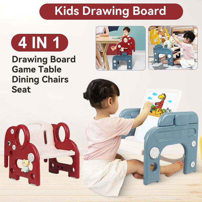 4 in 1 Drawing Board Multi-functional Drawing Table with Chair Study ...
