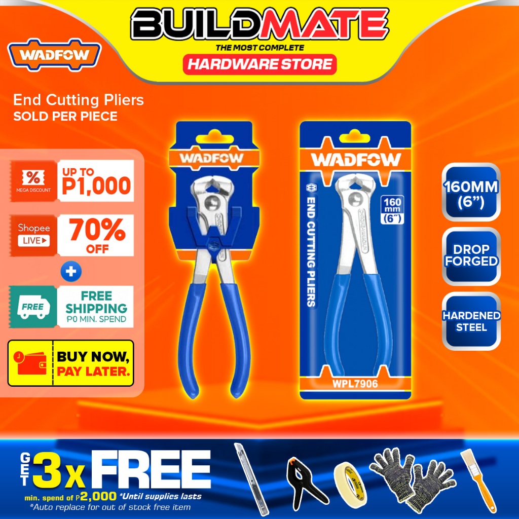BUILDMATE Wadfow 6" Inch End Cutting Pliers Precision End Nippers Wire ...