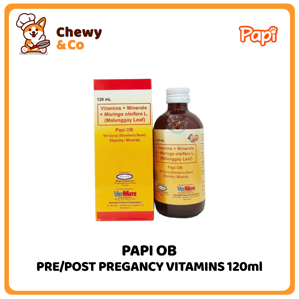 Papi OB Pre and Post Pregnancy Vitamins for Dogs & Cats 120ml (Vitamins ...