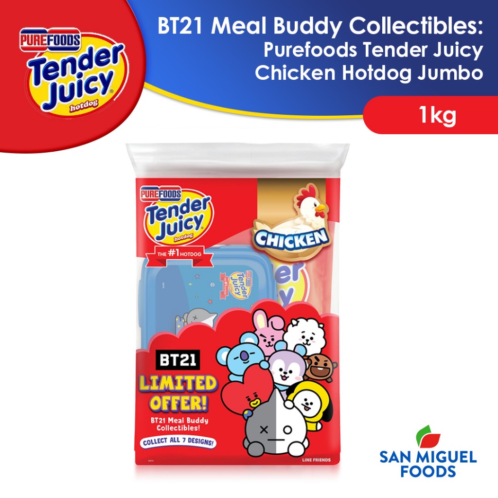 Special Edition BT21 Purefoods Tender Juicy Chicken Hotdog Jumbo 1Kg ...