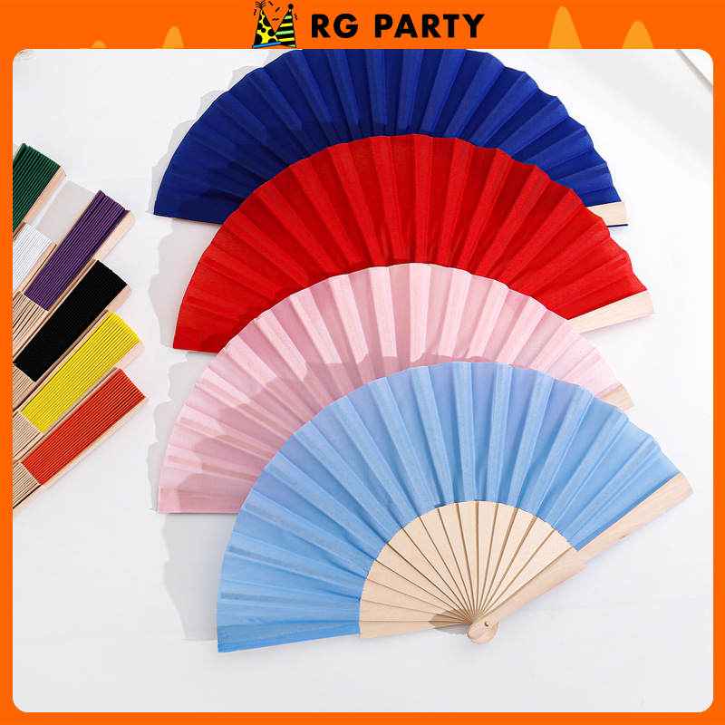 1PC Single Side Plastic Fan Bone Solid Color Cloth Fan Candy Color ...